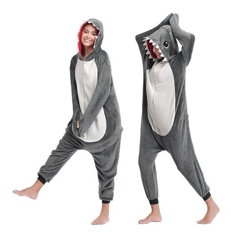 Tubarão Pijama Macacão Fantasia Kigurumi Adulto Importado