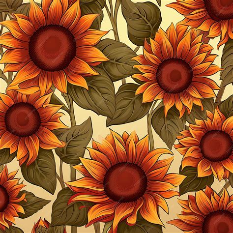 Premium Vector Sunflower Seamless Pattern