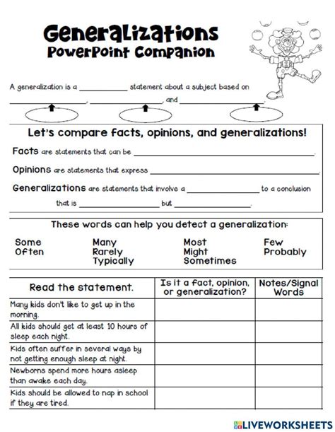 Generalization Free Interactive Worksheets 5336081