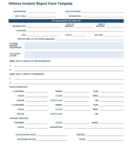 Blank Police Report Template