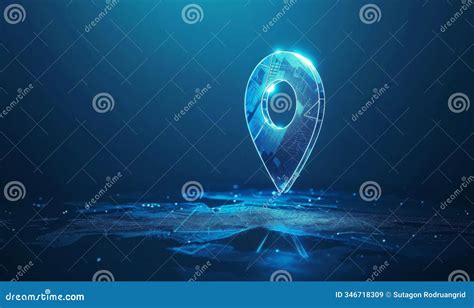 Gps Location Sign In Futuristic Abstract Style On Blue Background Gps