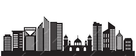 Silueta De Estilo Plano De La Ilustración De Vector De Edificio