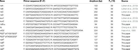 Details Of Primer Combinations Used For Molecular Screening Of Plants Download Scientific