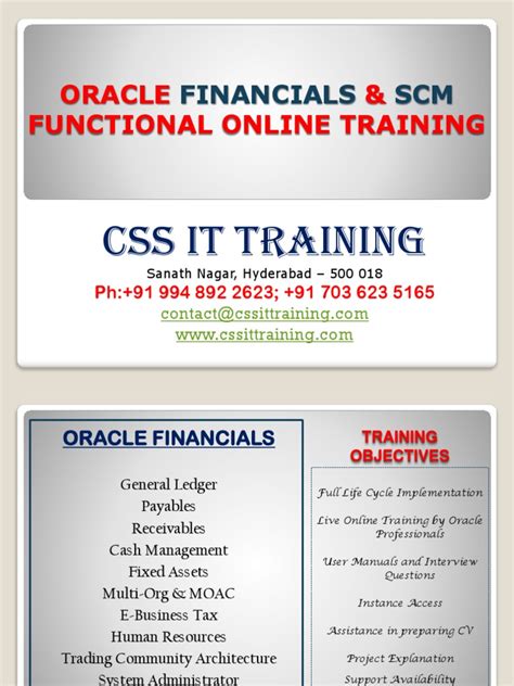 Oracle Financials And Scm Functional Training In Hyderabad Pdf