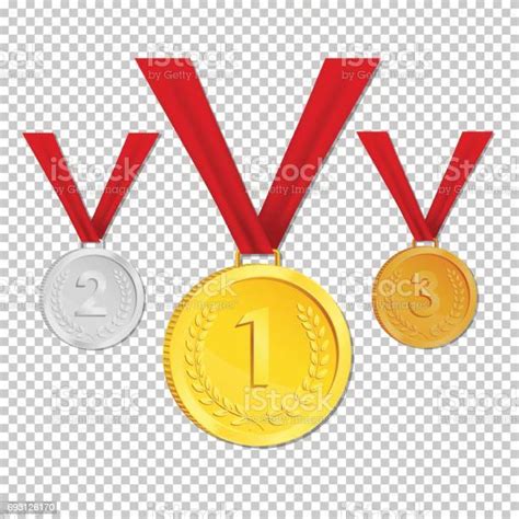 골든 실버 및 브론즈 메달 투명 한 배경에 고립 벡터 일러스트입니다 1위에 대한 스톡 벡터 아트 및 기타 이미지 1위 3위 Championship Istock