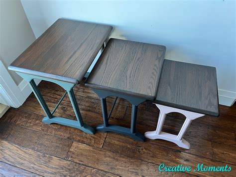 Solid Oak Nesting Tables Makeover
