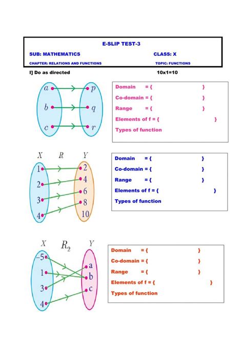Functions And Relations Worksheet Algebra Worksheets Educational Worksheets Worksheets