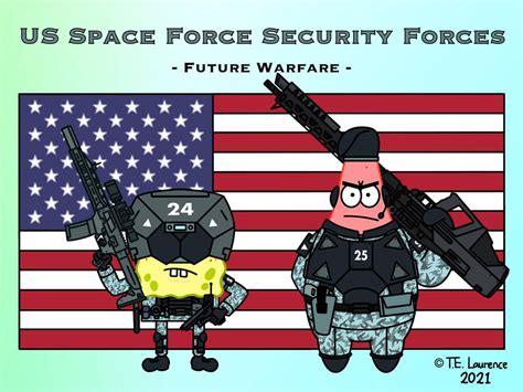 Spongebob And Patrick Us Space Force Security By Te Laurence On