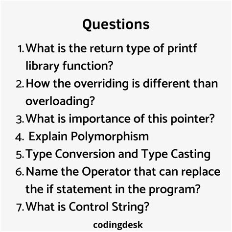 coding desk some commonly asked c c interview
