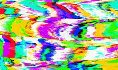 White And Colorful Program Glitch With Straight Lines And With Bright Stock Illustration