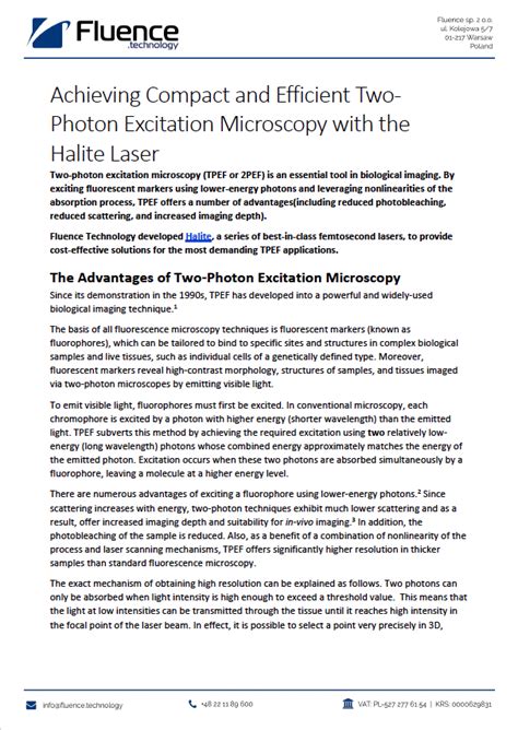 Multi Photon Fluorescence Microscopy Fluence Technology