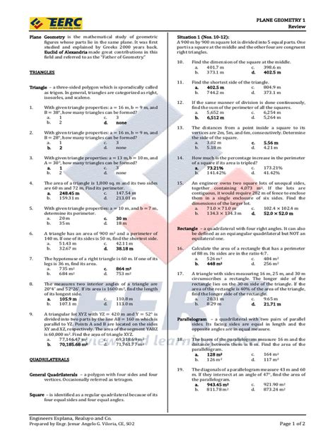 4 plane geometry 1 review handout pdf