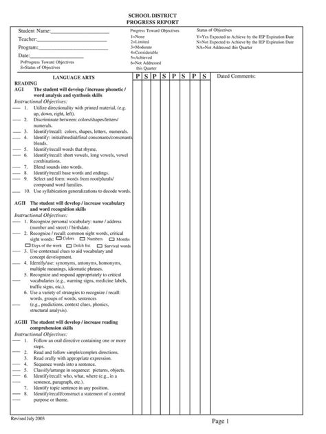 Op 6a Progress Report Example Blank Iep Template