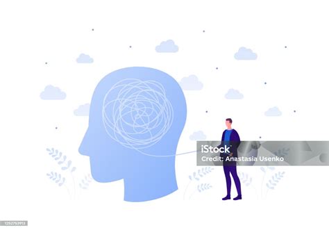 심리학 심리 치료 및 정신과 상담 개념 벡터 플랫 인물 일러스트레이션 얽힌 스레드와 심리학자 남자와 환자 인간의 머리 배너 웹 인포그래픽을 위한 요소를 디자인합니다 서