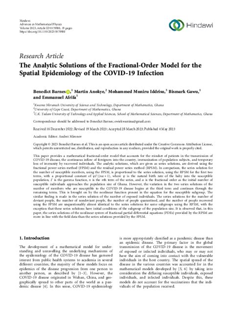 Pdf The Analytic Solutions Of The Fractional Order Model For The Spatial Epidemiology Of The