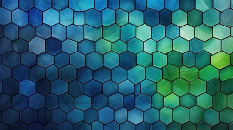 A Repeating Pattern Of Hexagons In Shades Of Blue And Green Creating An Organic Effect Premium