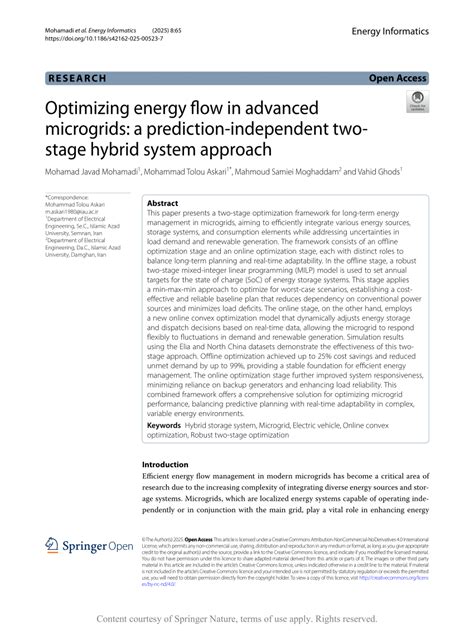 Pdf Optimizing Energy Flow In Advanced Microgrids A Prediction
