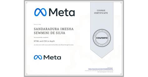 Sewmini De Silva On Linkedin Completion Certificate For Html And Css In Depth
