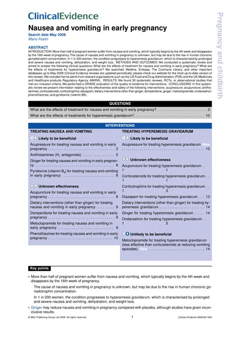 PDF Nausea And Vomiting In Early Pregnancy