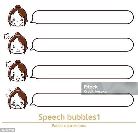 여성 표정과 스피치 버블 의 일러스트 1 대화 풍선 문자 기호에 대한 스톡 벡터 아트 및 기타 이미지 대화 풍선 문자 기호 등장인물 말풍선 Istock
