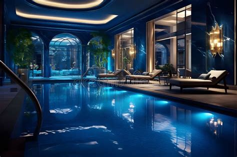 Swimming Pool At Night Ai Generated Stock Illustration Illustration Of Estate Adult