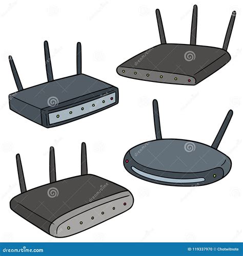 Vector Set Of Wireless Router Stock Vector Illustration Of Ethernet Hotspot