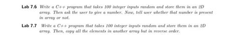 solved lab 7 6 write a c program that takes 100 integer