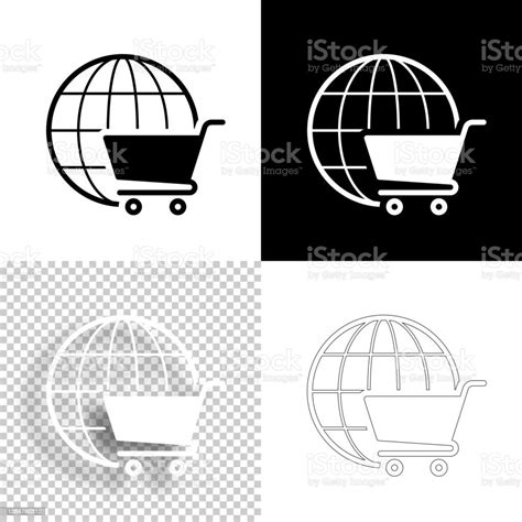 전자 상거래 디자인 아이콘입니다 빈 흰색 및 검은색 배경 선 아이콘 개념에 대한 스톡 벡터 아트 및 기타 이미지 개념 검은색 검정색 배경 Istock