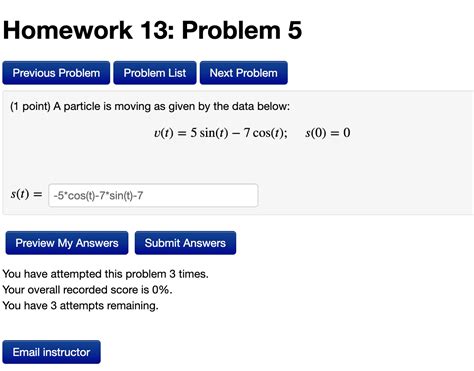 Solved Homework 13 Problem 4 Previous Problem Problem List