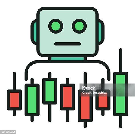 Candlestick Chart And Trading Bot Vector Automation Tools For Traders Colored Icon Or Design