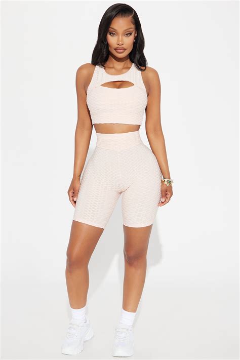 The Best Assets Textured Scrunch Butt Active Biker Short Pink Fashion Nova