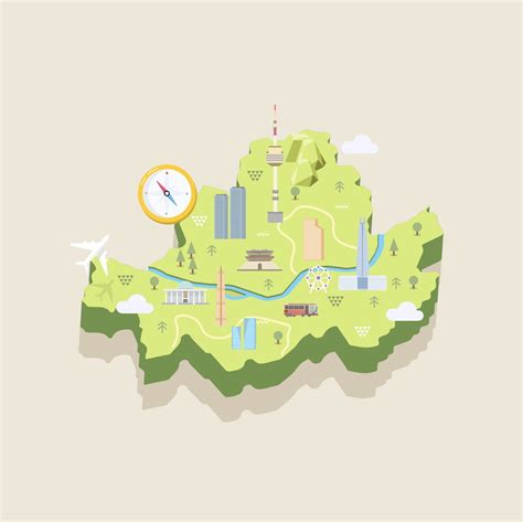 서울 랜드마크 지도 일러스트 Ai 다운로드 어반브러시 프로