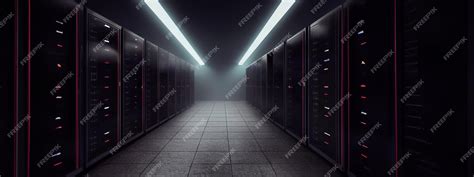Premium Ai Image Dark Server Racks In Computer Network Security