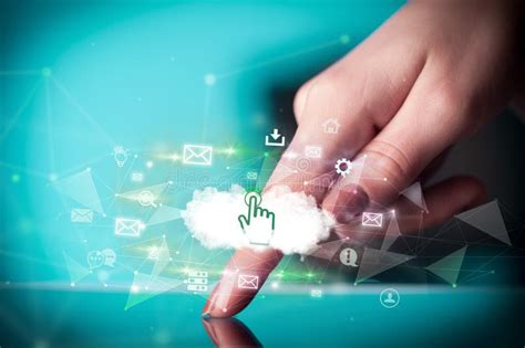 Close Up Of A Touchscreen With Technology Icons Stock Image Image Of Connect Device 272527131