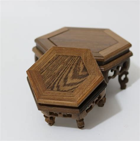 红木底座实木鸡翅木玉石摆件紫砂壶花瓶文玩小型六角壶托盆景底座 虎窝淘