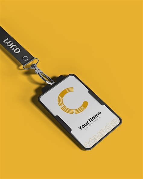 Mockup Del Portador De La Insignia De Identificación Del Cordón Psd Archivo Psd Premium