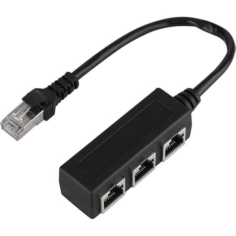 Cablu Adaptor Retea Ethernet Abs 3 Porturi Rj45 Mama Negru Emagro