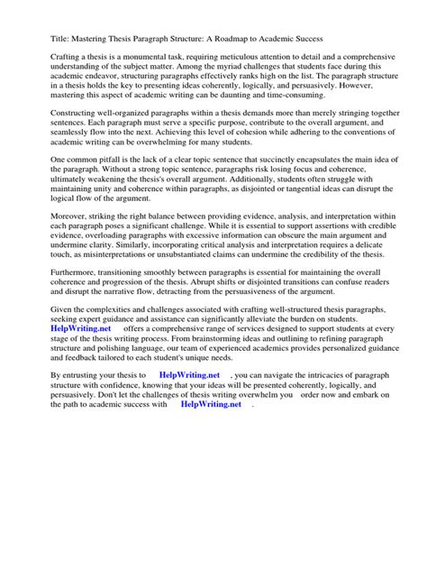 Thesis Paragraph Structure Pdf Essays Paragraph