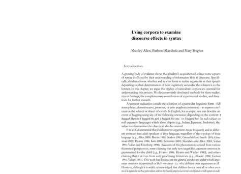 Pdf Using Corpora To Examine Discourse Effects In Syntax