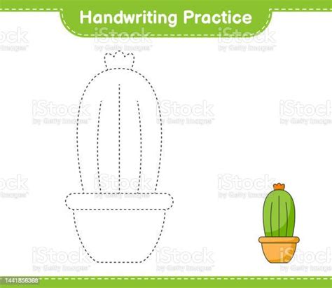 필기 연습 선인장의 추적 라인 교육 어린이 게임 인쇄 워크시트 벡터 일러스트 레이 션 0명에 대한 스톡 벡터 아트 및 기타