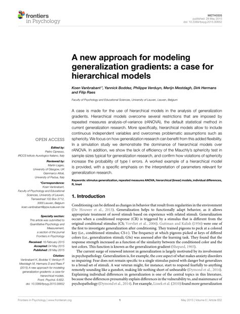 Pdf A New Approach For Modeling Generalization Gradients A Case For