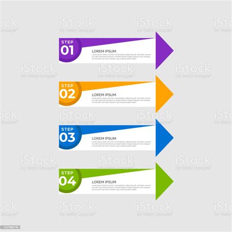 화살표 는 4 개의 옵션 단계 부품 단계와 요소를 디자인합니다 워크플로 레이아웃 다이어그램 차트 보고서 웹 디자인 프리젠 테이션 계획 전략 데이터 시각화를위한 최소한의