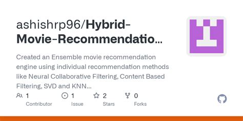 GitHub Ashishrp Hybrid Movie Recommendation Engine Created An Ensemble Movie Recommendation