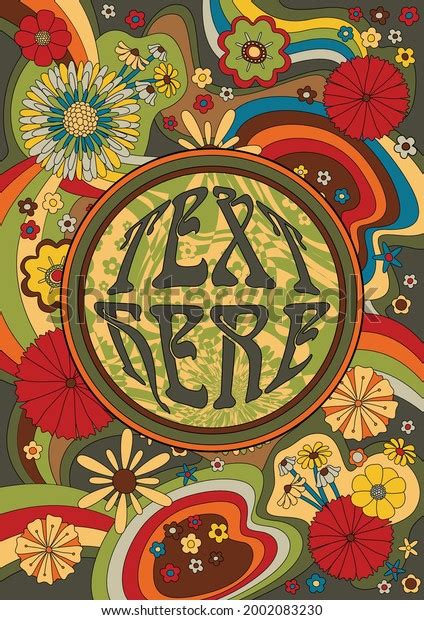 1960s Hippie Style Psychedelic Art Floral Stock Vector Royalty Free