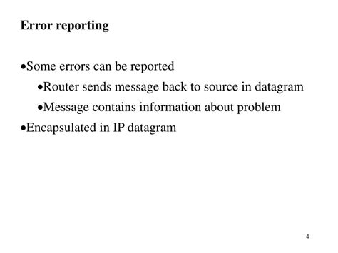 Ppt Icmp 1 Introduction 2 Error Detection 3 Error Reporting 4 Types Of Messages Powerpoint
