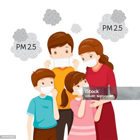 부모와 아이 착용 먼지 보호를 위한 공기 오염 마스크 Pm 25 Pm10 연기 스모그 보호 마스크에 대한 스톡 벡터 아트 및 기타 이미지 Istock