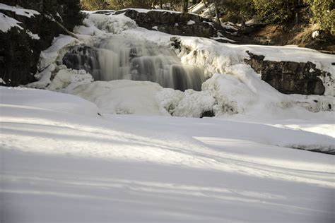 Rushing Waterfalls In The Snow And Ice At Gooseberry Falls State Park Minnesota Image Free