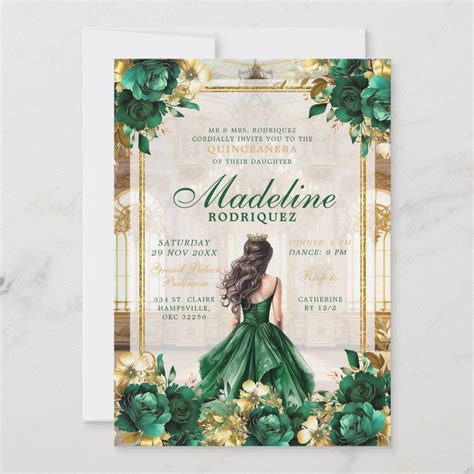 Royal Ballroom Emerald Green Quinceanera Invitation Zazzle Quinceanera Invitations