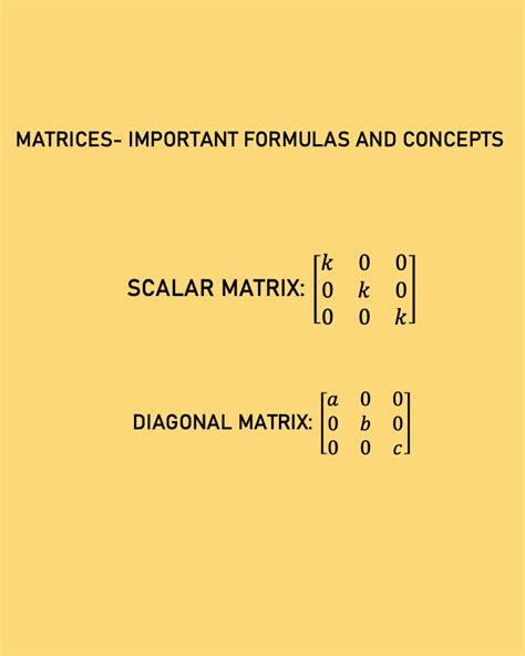 MATRICES IMPORTANT FORMULAS AND CONCEPTS