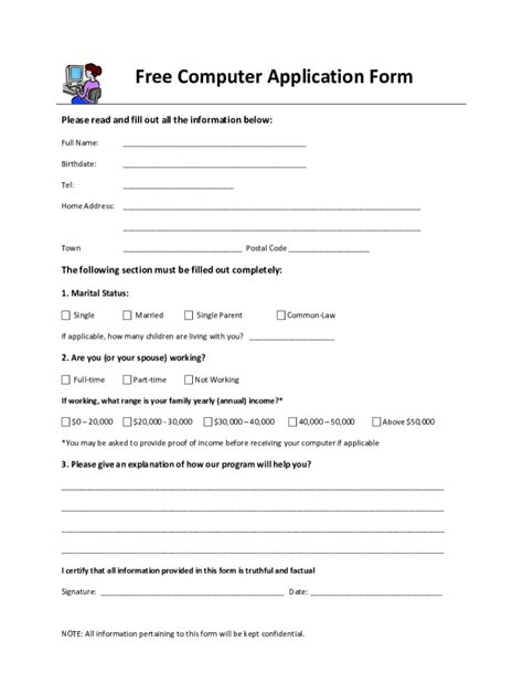 Fillable Online Free Computer Application Form Fax Email Print Pdffiller